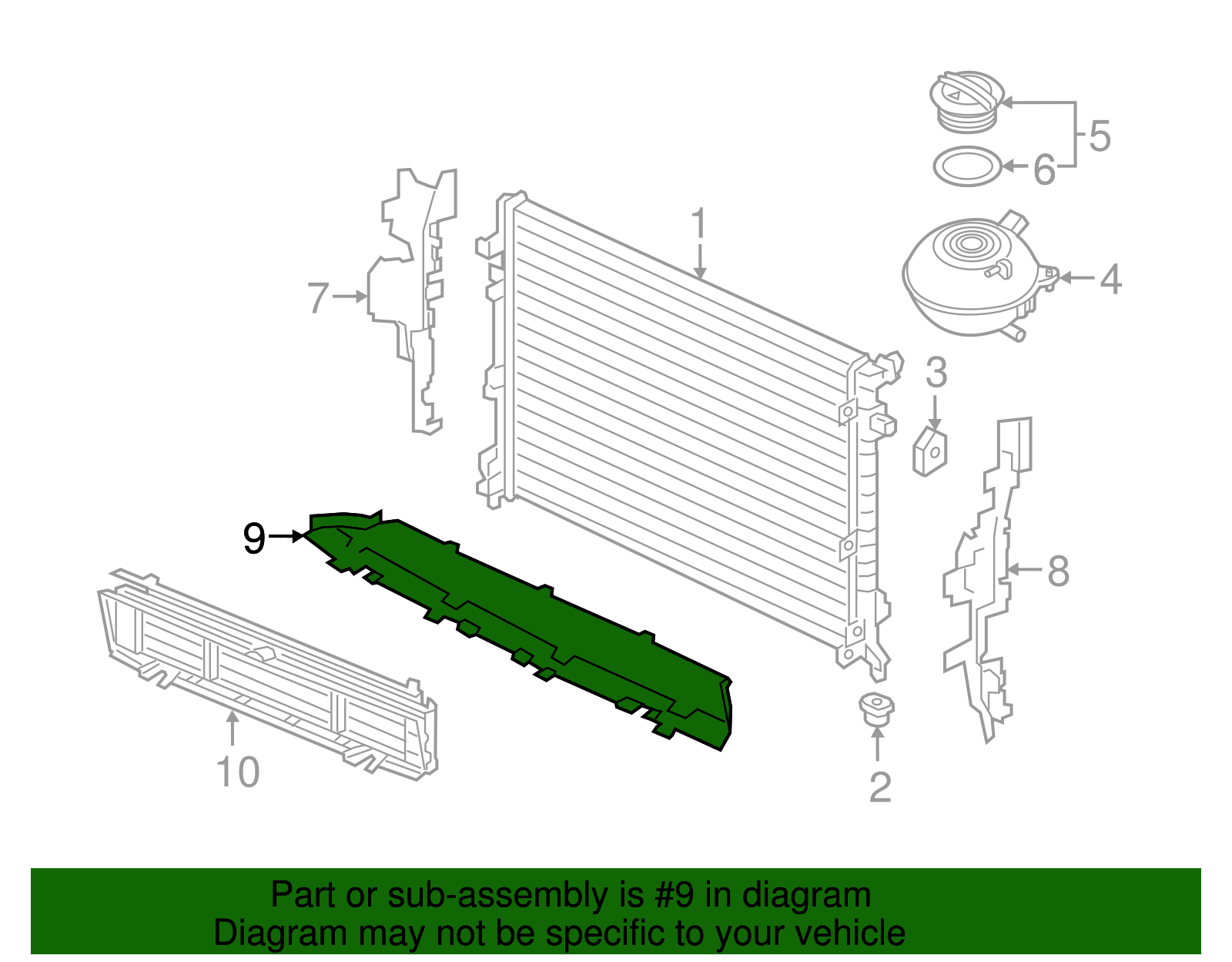 VW Volkswagen OEM 2018 Atlas 3.6l-v6 Radiator-lower Baffle 3CN121341 ...