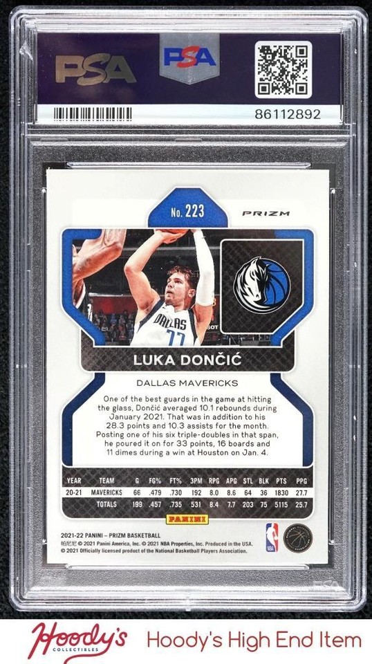 2021-22 Panini Prizm Choice Tiger Stripe #223 Luka Doncic SP PSA 10 GEM ...