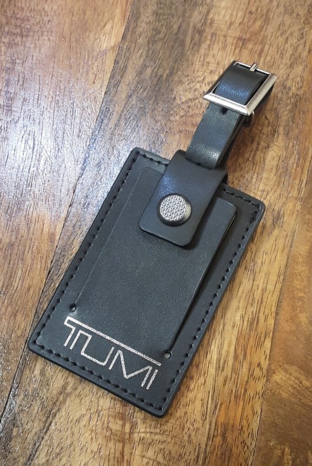 NEW Tumi Luggage Tag Black with Silver Logo Leather | eBay