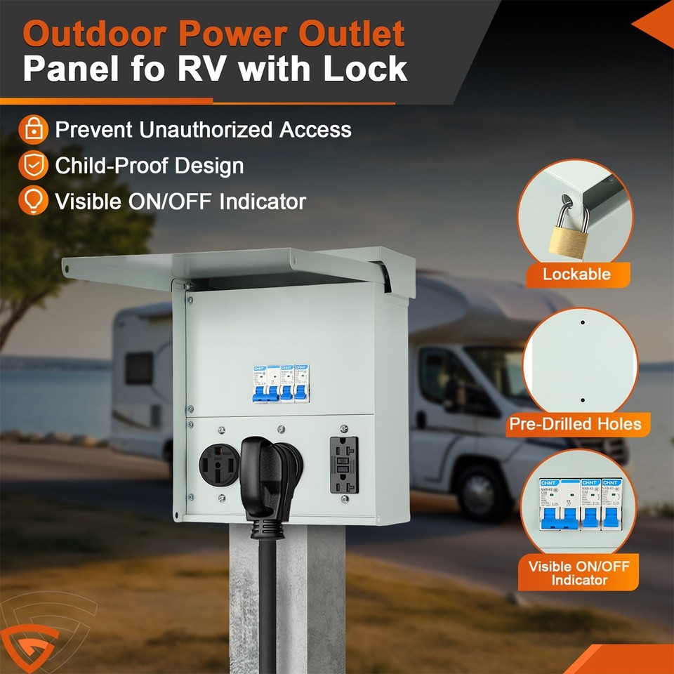 Temporary Power Outlet Panel RV Electrical Panel 20 30 50 Amp Outlet ...