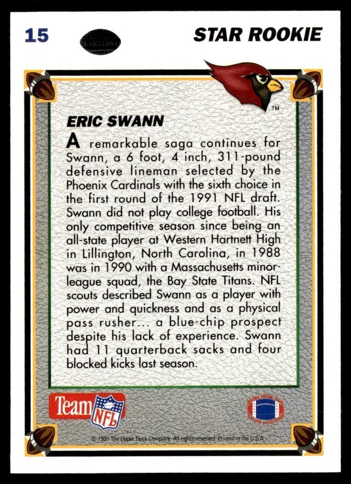 1991 Upper Deck Eric Swann Rookie Phoenix Cardinals #15 | eBay