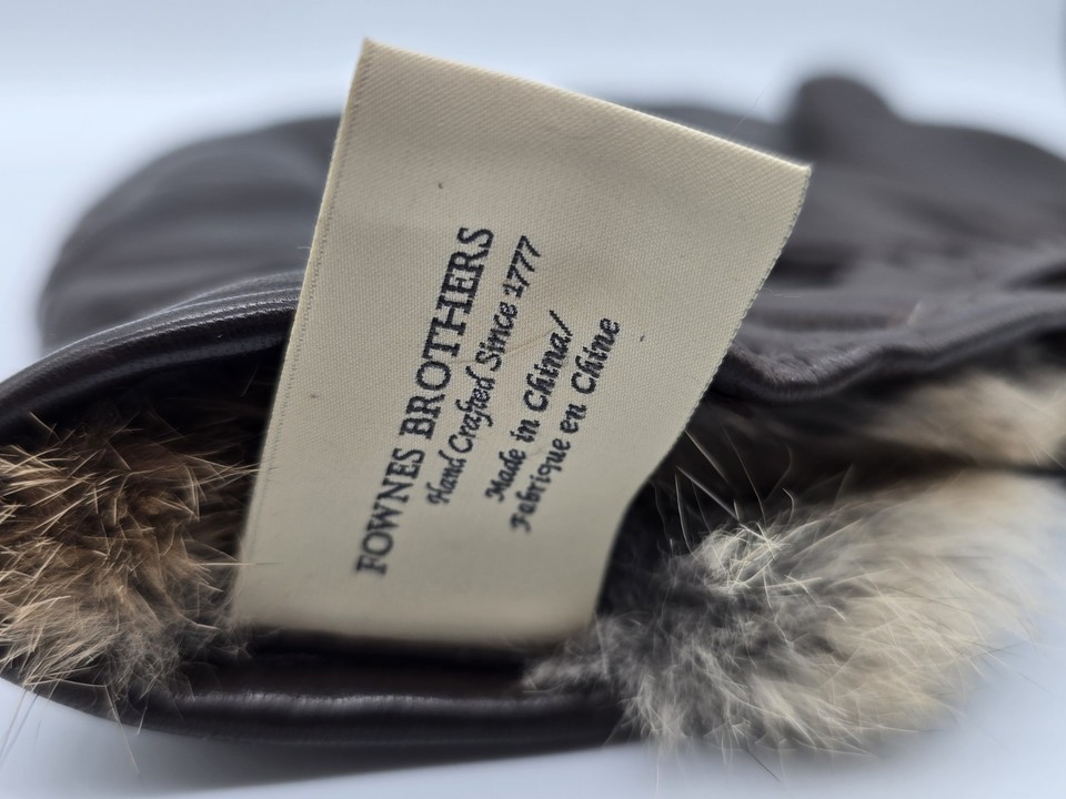 Fownes Brothers Mittens Genuine Leather Genuine Rabbit Fur Lined Women ...
