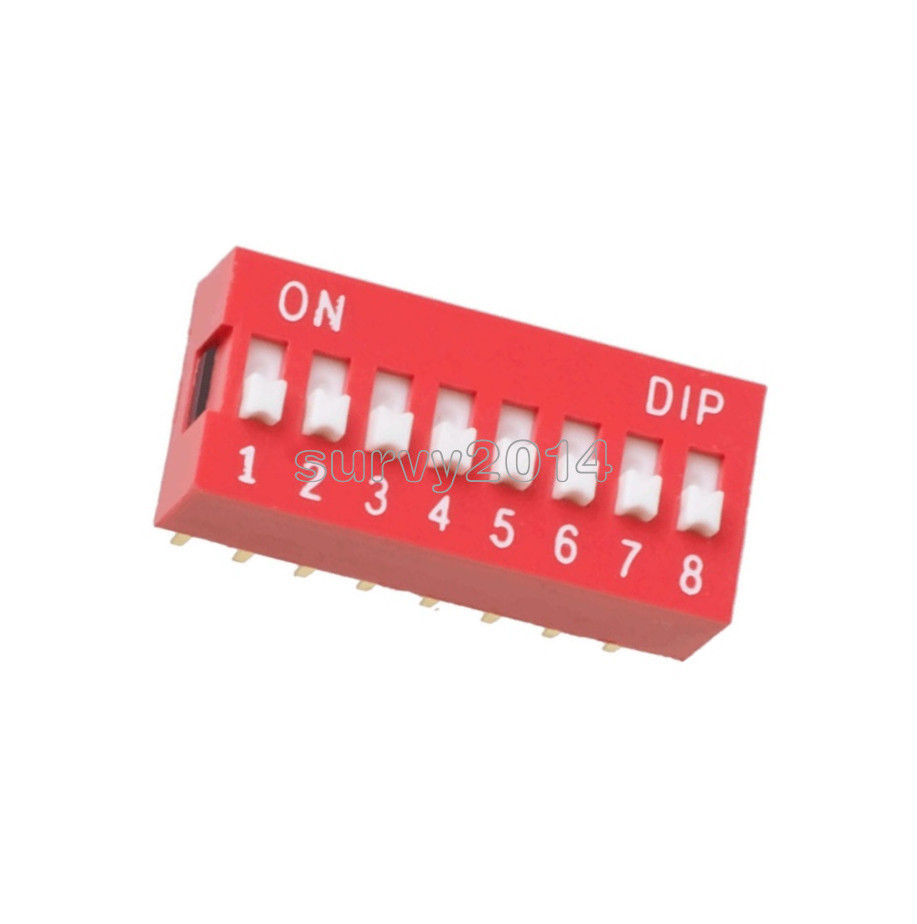 10PCS Slide Type Switch Module 2.54mm 8-Bit 8 Position Way DIP Red ...