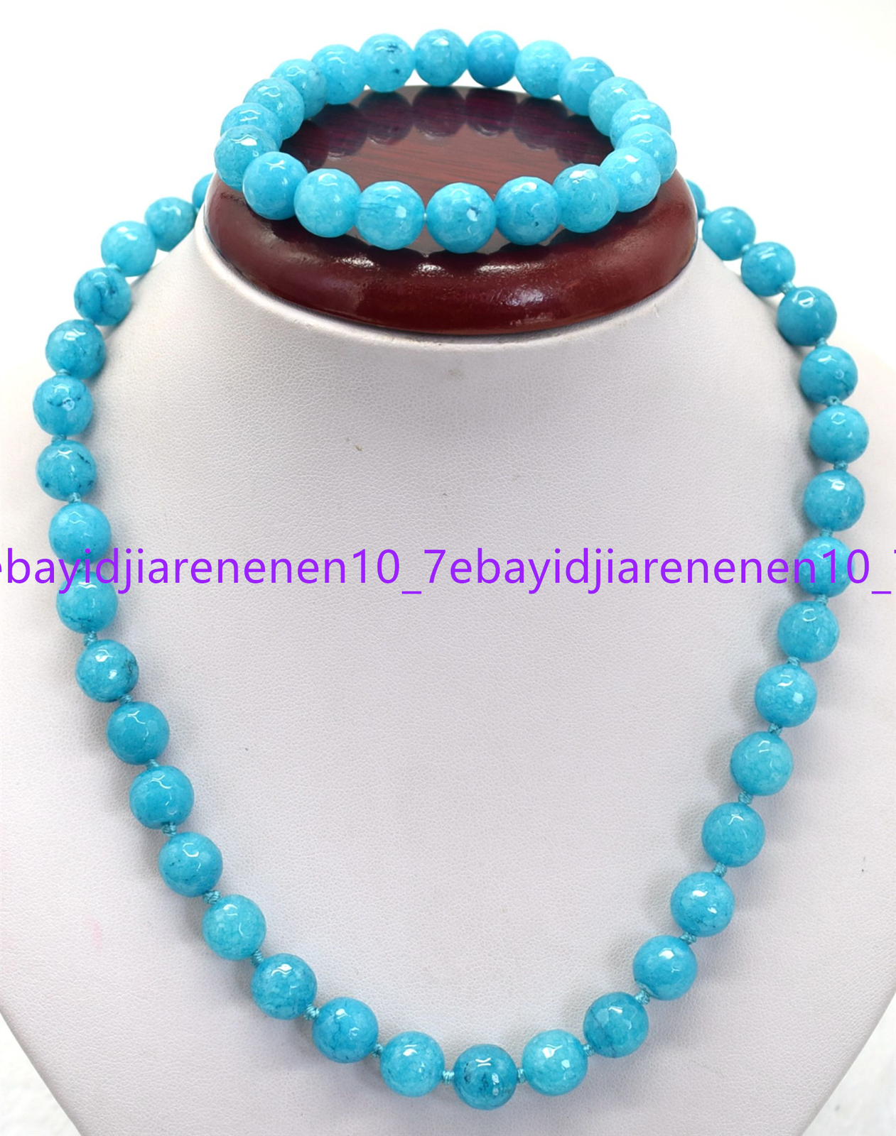 Natural 8/10/12mm Faceted Blue Aquamarine Gems Round Beads Necklace ...