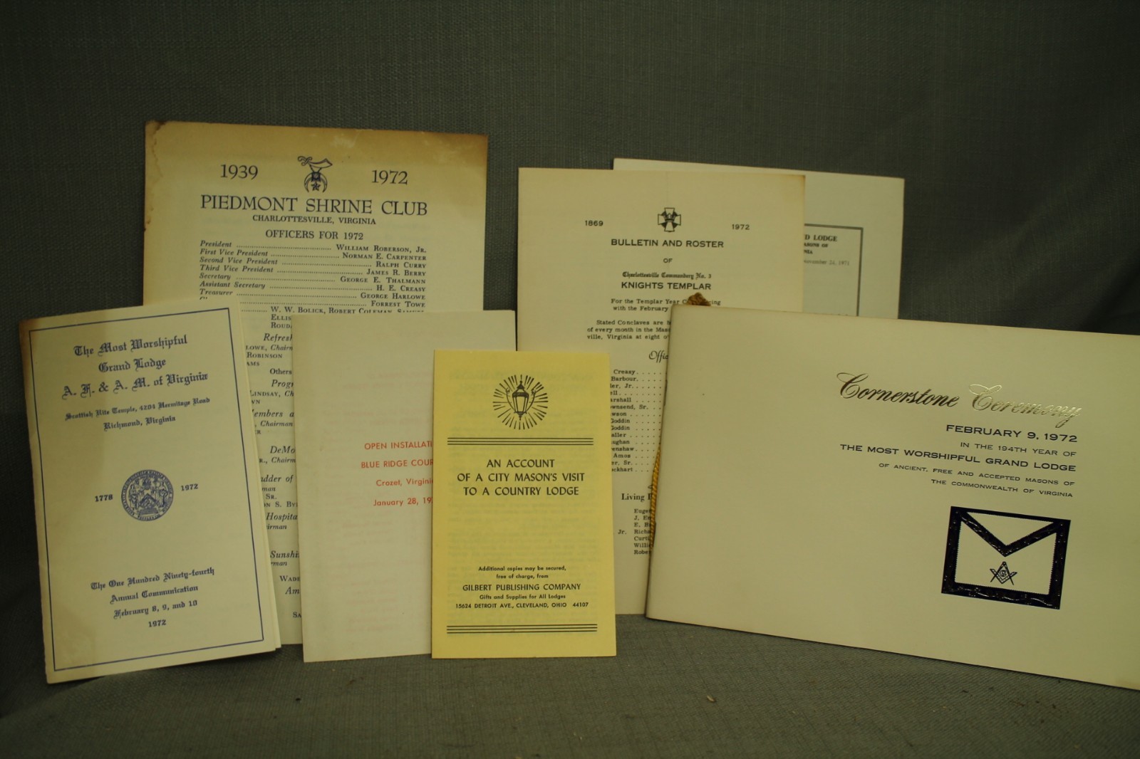 lot vintage Masonic papers Bulletin and Roster Cornerstone Ceremony ...