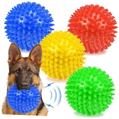 Dog Balls 4.5” Squeaky Dog Toys Spikey Dog Ball for Aggressive 4.5 Set ...