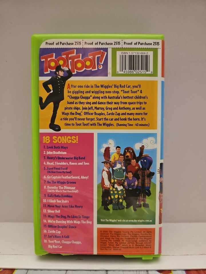 The Wiggles : Toot Toot (VHS, 2001) Murray Cook, Jeff Fatt, 18 Songs ...