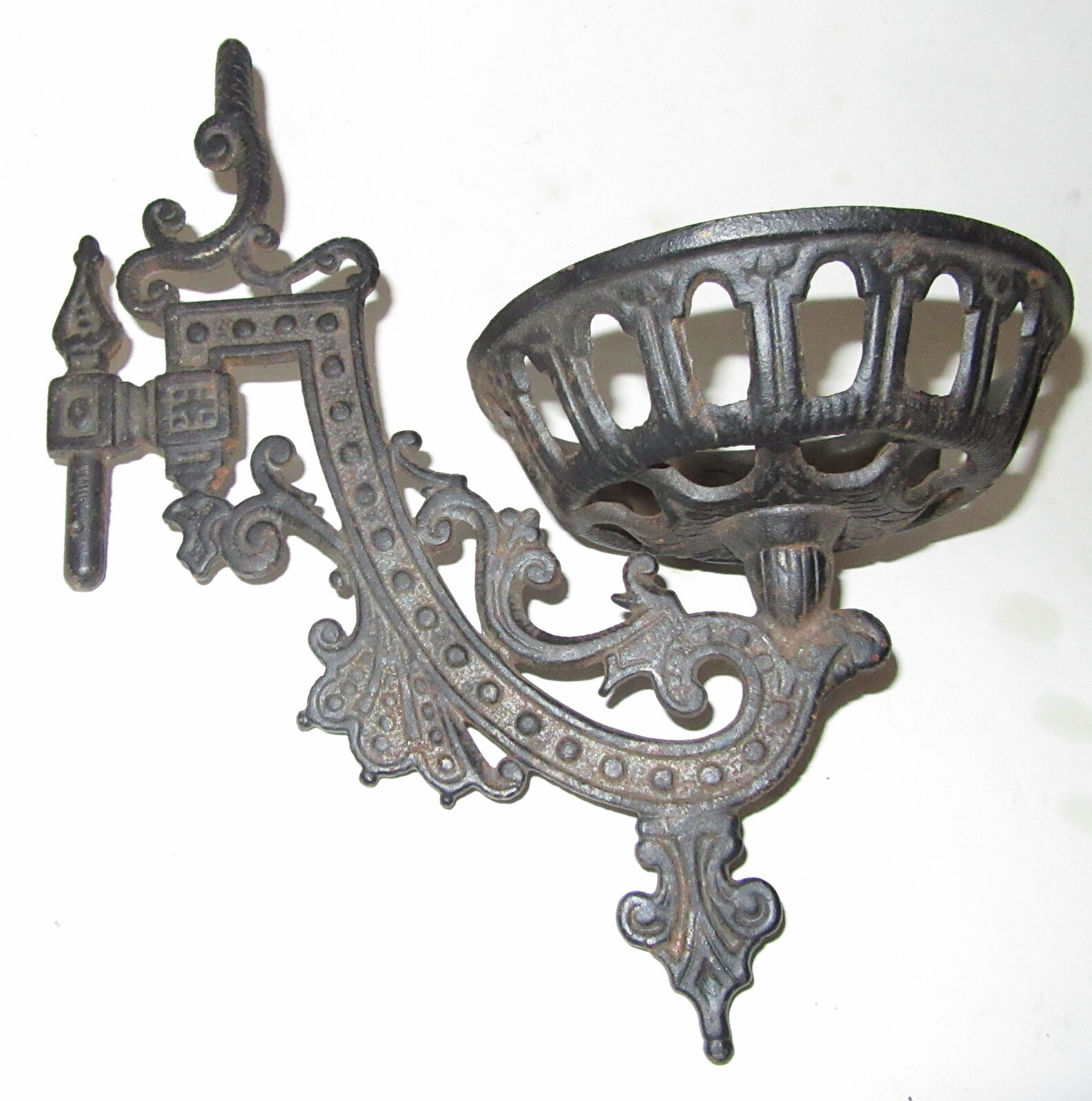 Vintage Cast Iron Wall Sconce Bracket Hanger For Oil Lamp Black | eBay