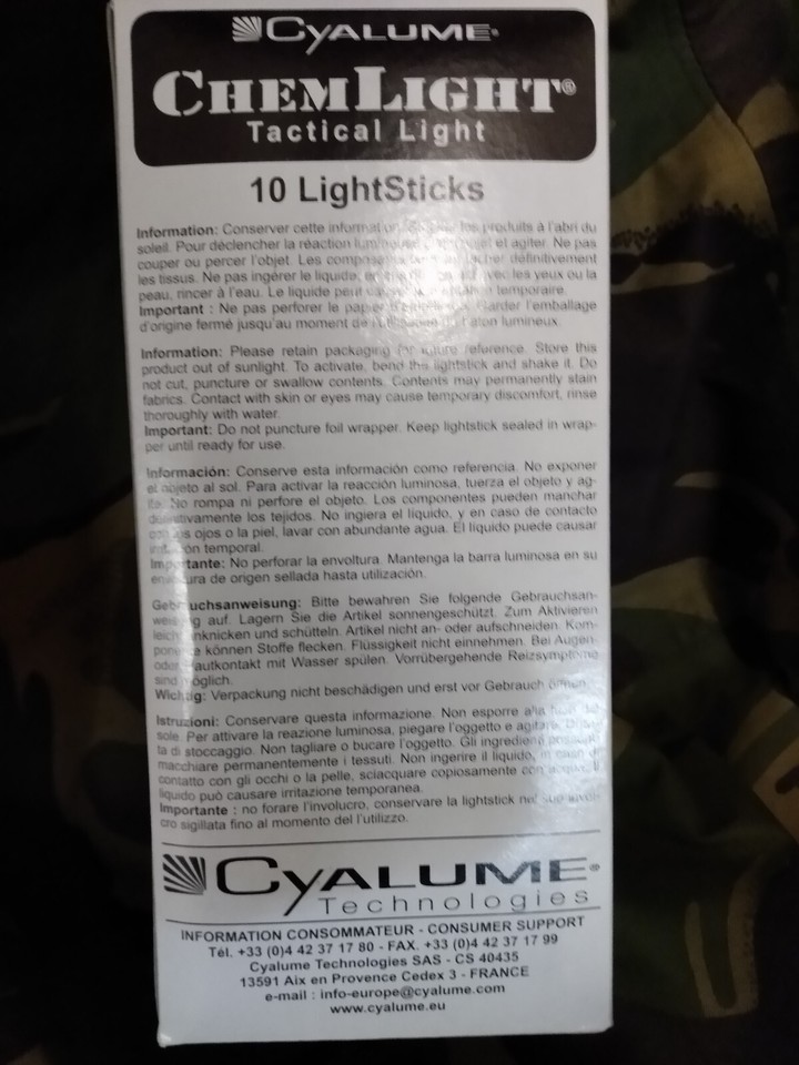 Box of 10 British Army Cyalume Light Sticks ORANGE 12 Hours Exp 6/26 ...