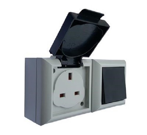 Outdoor IP54 13A Plug Socket with 2 Way Switch for Garages Porches ...