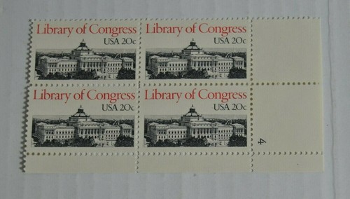 US Library of Congress 1982 USA 20c Print Block of Four Stamps | eBay
