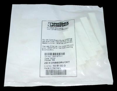 PACK OF 10 NEW PHOENIX CONTACT ZB 6 : UNBEDDRUCKT TERMINAL BLOCK LABELS ...