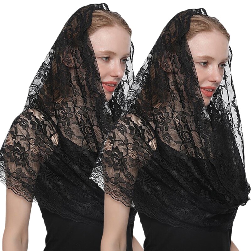 Church Mantilla Lace Scarf Spanish Embroidered Shawl Hijab Scarfs For ...
