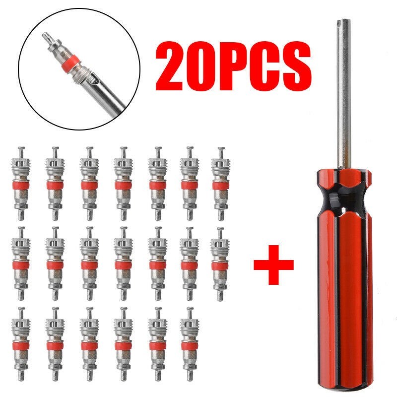 20PCS Car Bike Motorcycle Valve Core Removal Tool Kit With Valve Core ...