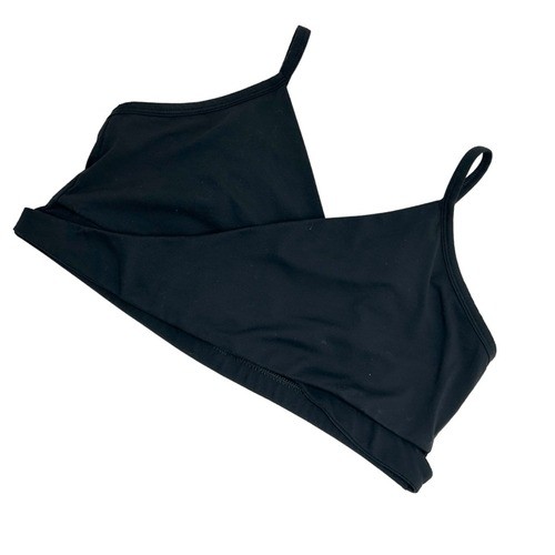 Fabletics Tammy Black Low Impact Faux Wrap Cross Front Sports Bra Top ...