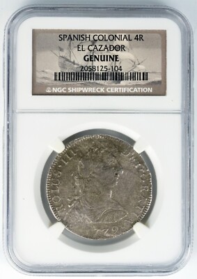 El Cazador 4 Reales 1779 Mo FF 4R NGC Certified Shipwreck Spanish ...