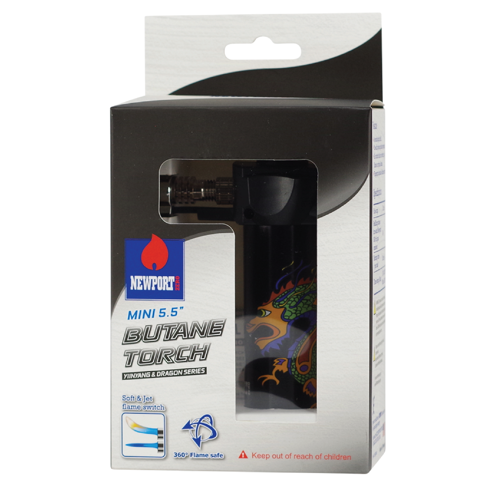1x Torch Newport Zero Mini Series Dragon Black 5.5" Butane Torch ...