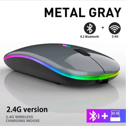 Slim Silent Rechargeable Wireless Mouse RGB LED USB Mice MacBook Laptop ...