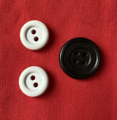 3 rubber Antique buttons, black I.R.C.Co. Goodyear 1851 4 hole & 2 ...