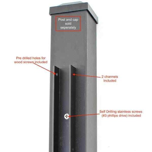 Fence Rail 6ft Aluminum Channel Kit Composite Slipfence Post Black ...