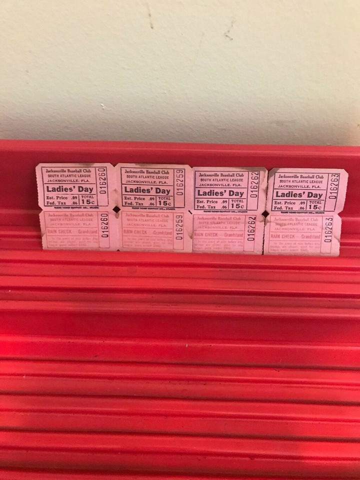 MLB RARE 1942 JACKSONVILLE TARS UNUSED TICKETS YOU GET 4 TICKETS WERE ...