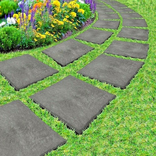 Primeur 30cm Square Slate Grey Stomp Stone Stepping Stone Garden ...