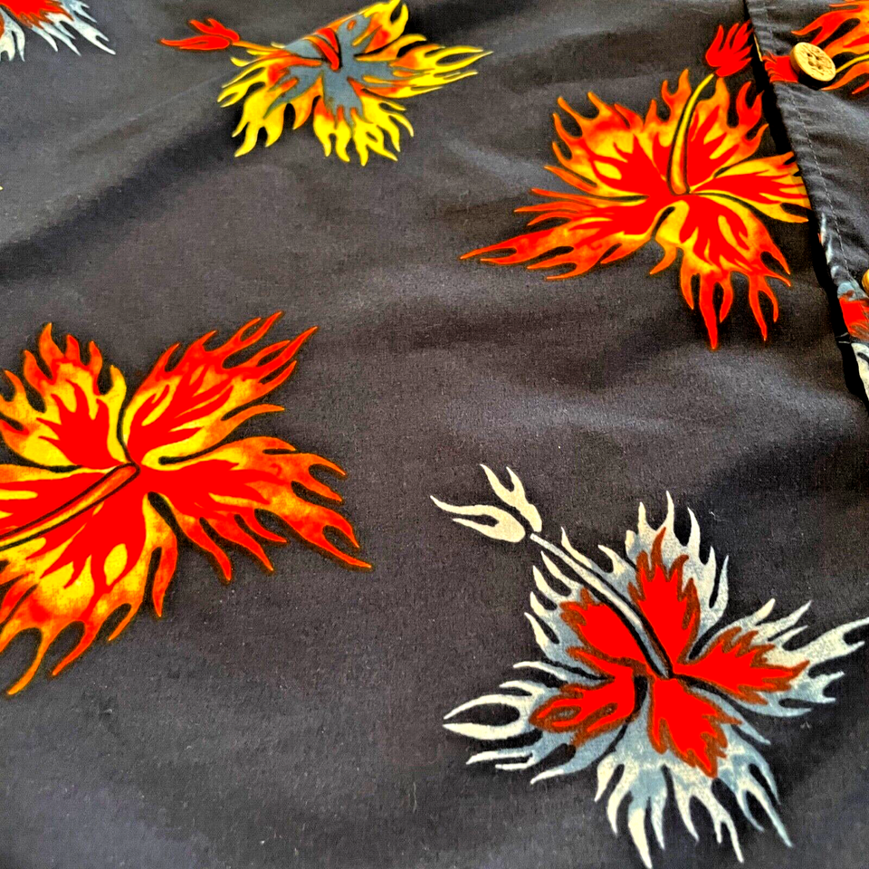 Street Culture Men's Size Large Navy Blue Hawaiian / Star Burst Shirt ...