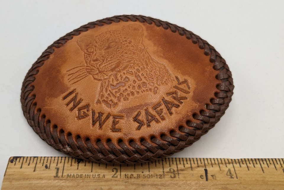 Vintage Ingwe Safaris Leopard Cheetah Leather Belt Buckle | eBay