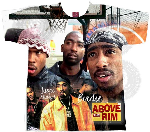 ABOVE THE RIM T SHIRT. BIRDIE.2025. 90'S HOOD FLICK, TUPAC, BLACK ...