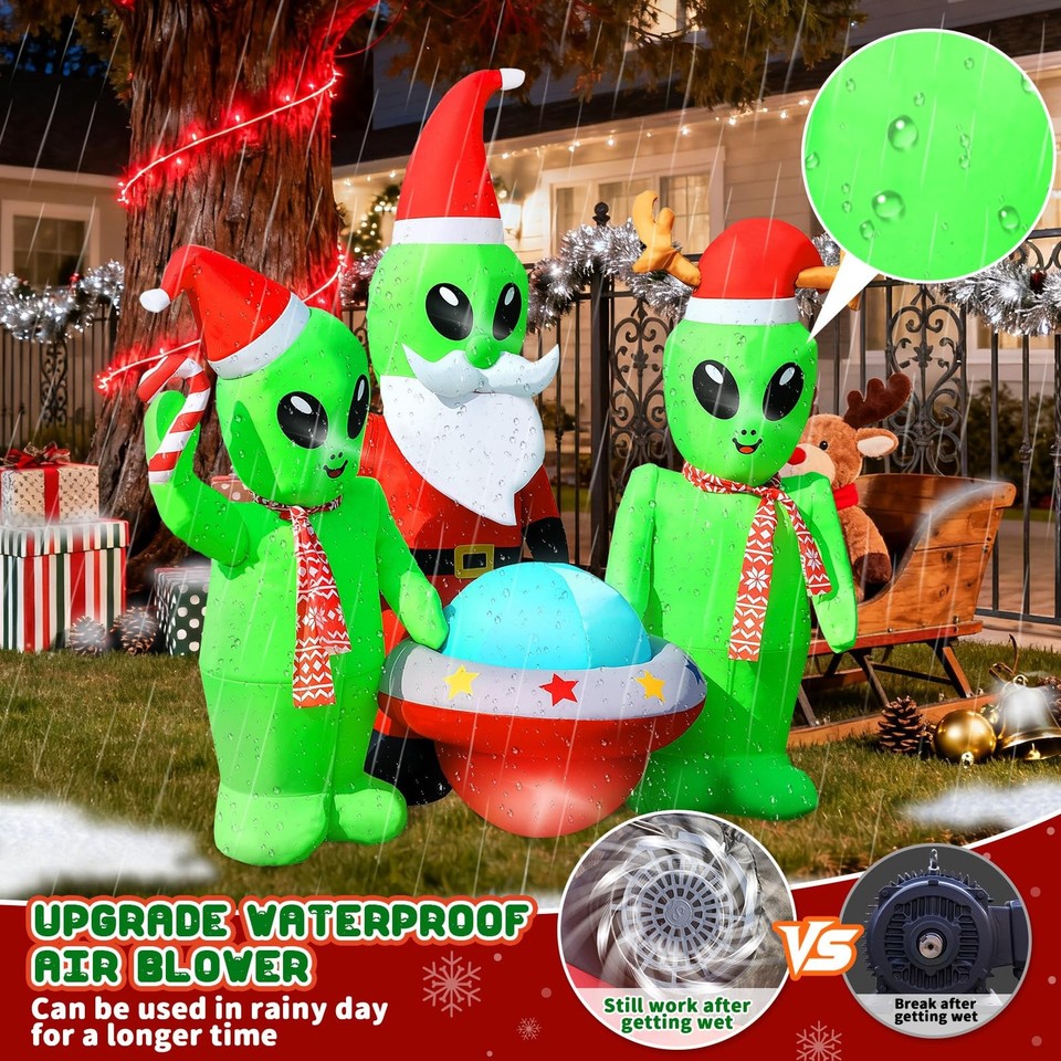 Christmas Inflatables Alien Outdoor Decorations, 5 FT Christmas Blow Up ...