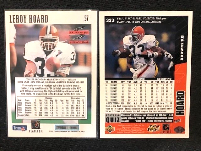 NFL - Leroy Hoard 1995 Score & 1996 Upper Deck CC Football - Browns | eBay