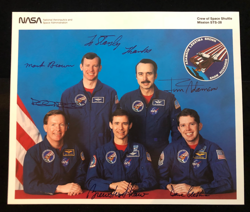 STS-28 FULL MISSION CREW HAND SIGNED AUTOGRAPHED NASA LITHO / SCCS ...