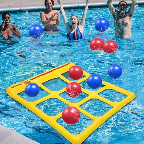 Pool Toys Games Set- Tic-Tac-Toe Inflatable Pool Toy with 10 Balls New ...