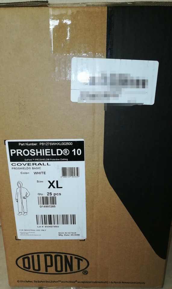 Case of 25 DuPont Coverall with Hood, Tyvek, Proshield, M L XL 2XL 3XL ...
