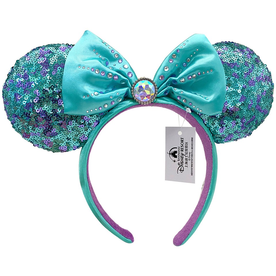 Disney- Parks Teal Jeweled Blue & Purple Sequin Minnie Mouse Ears ...