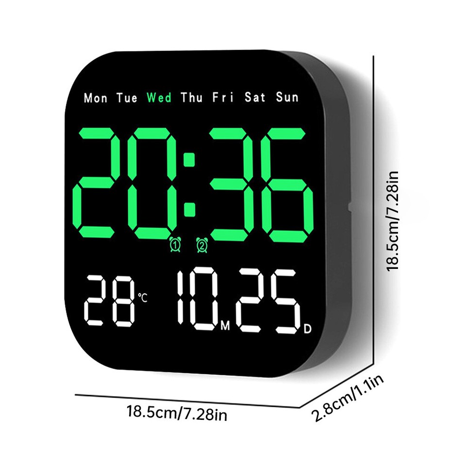 Digital Clock Large Display LED Digital Calendar Alarm Clock for Home ...