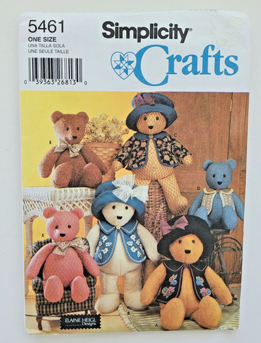 Simplicity Sew Pattern 5461 Elaine Heigl 18" & 22" Stuffed Bear w ...
