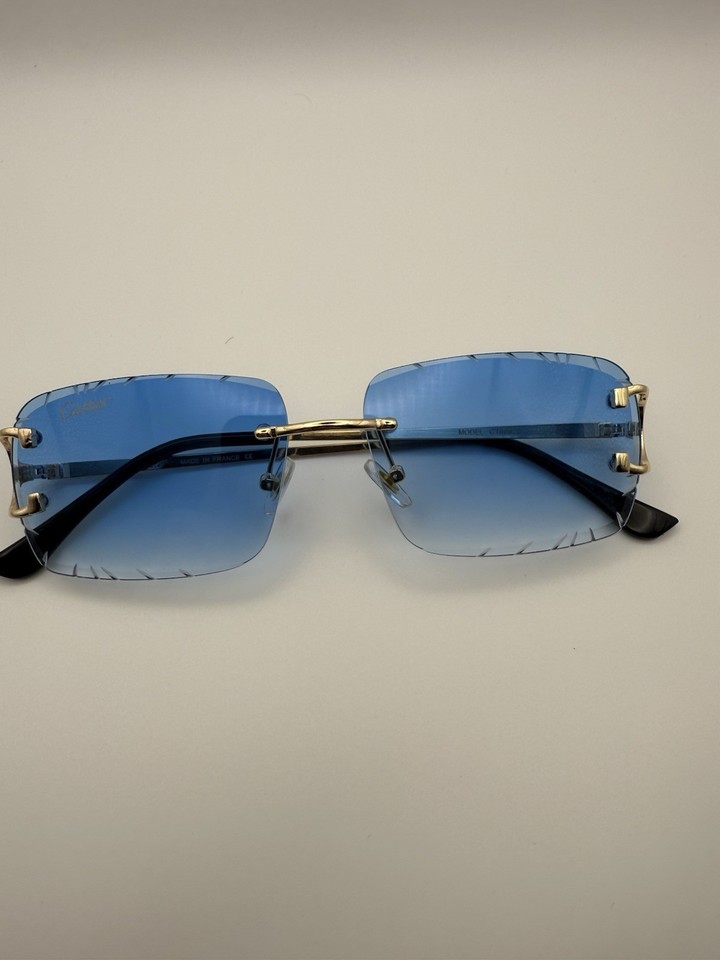 Cartier Big C Diamond Cut Gradient Blue Frameless Lens Ct00920 | eBay