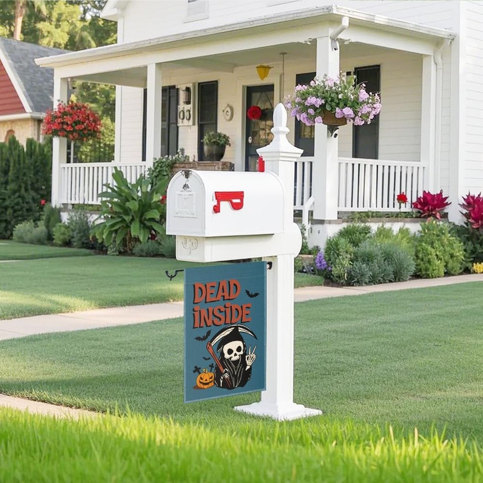 Dead Inside Garden Flag, Funny Pumpkin Spooky Yard Flag for Outside ...