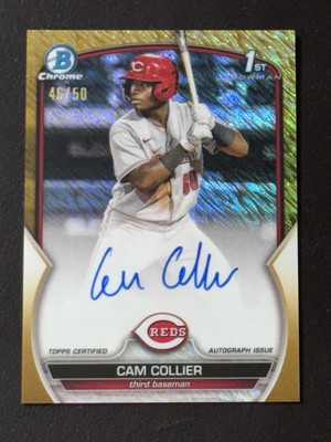 Cam Collier 2023 Bowman Chrome 1st Gold Shimmer Auto 46/50 Reds ...