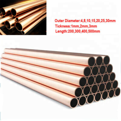 Pure Copper Round Tube 1mm 2mm 3mm Wall Thickness 200-500mm Length Pipe ...
