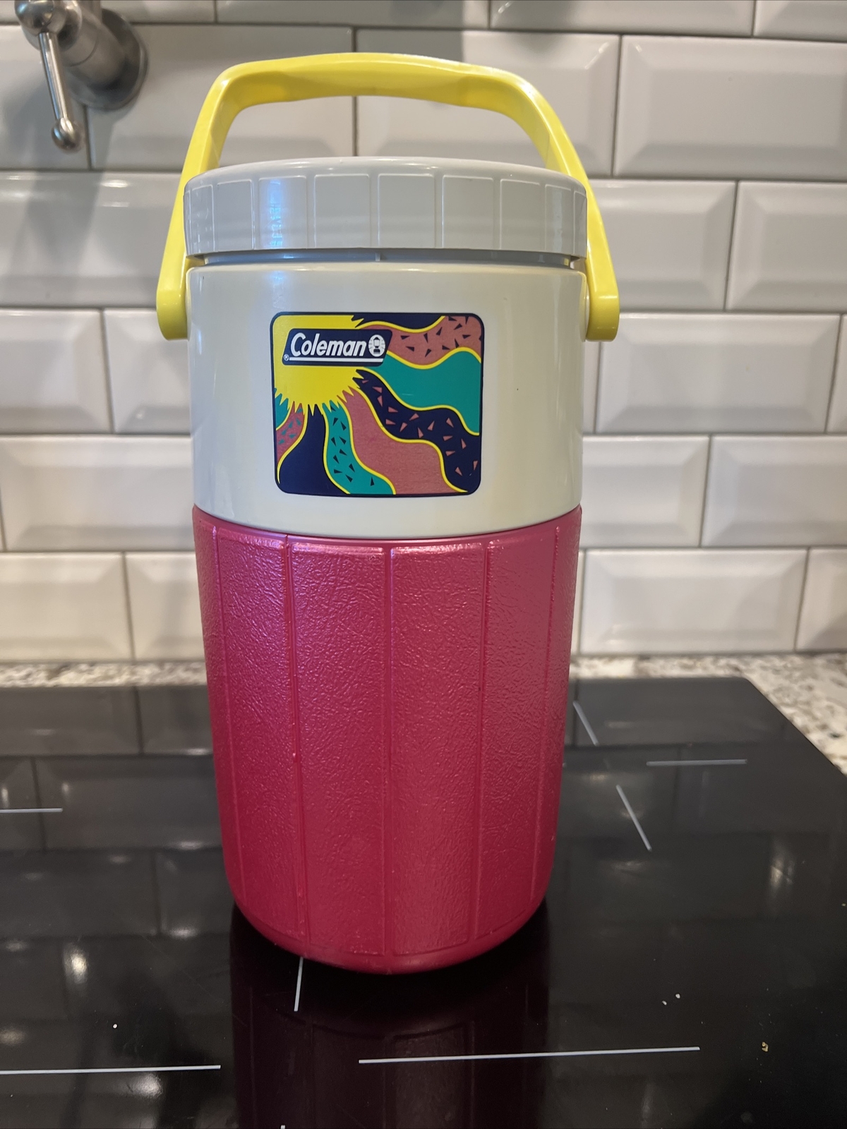 Rare Coleman 5590 1/2 Gallon Water Cooler Jug Pink/Yellow Vintage 80s ...