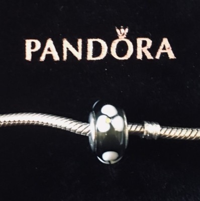 Pandora Sterling Silver Black Flower Murano Charm #790604 *RETIRED* | eBay