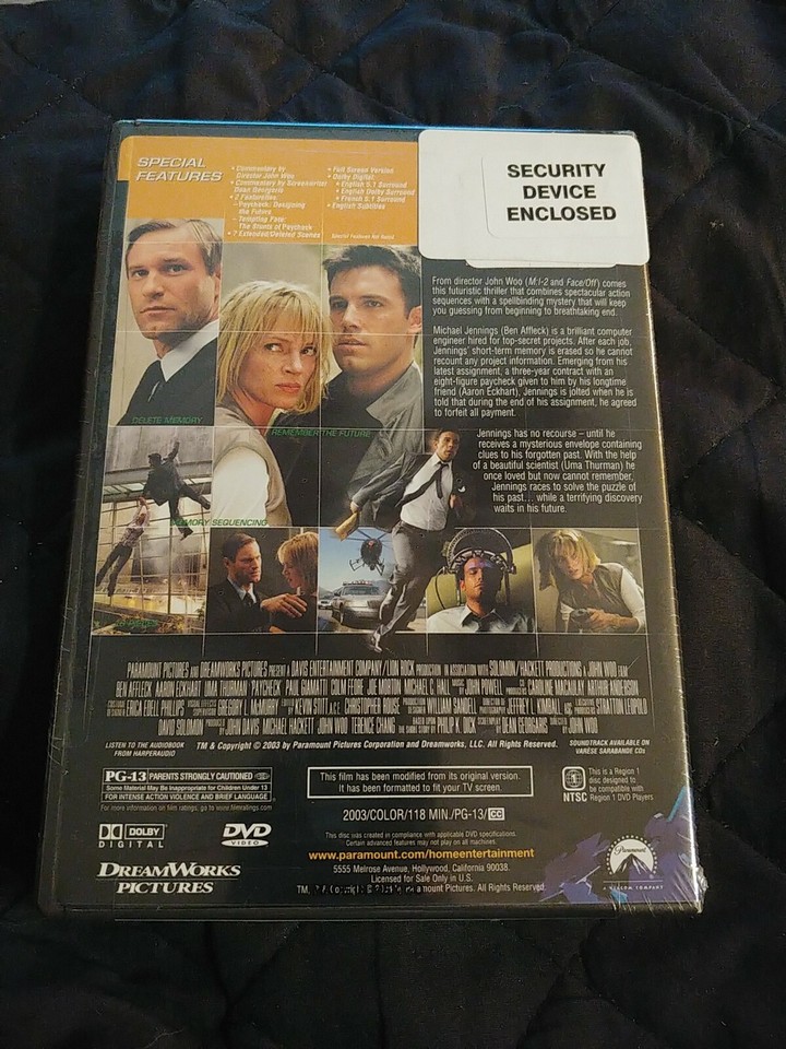 Paycheck - DVD, 2004, Full Screen Edition, brand new sealed! Ben ...