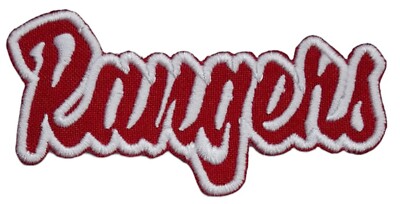 Texas Rangers Text Embroidered Applique Iron On Patch Various Sizes ...
