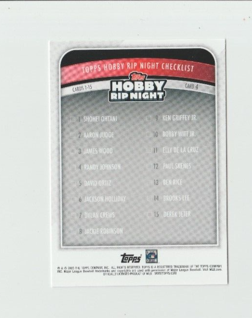 RANDY JOHNSON 2025 TOPPS HOBBY RIP NIGHT BASEBALL BASE #4 ARIZONA ...
