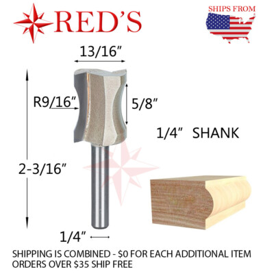 Tideway Carbide PRO LC06051004 5/8" Convex Edging Bit 1/4" shank router ...