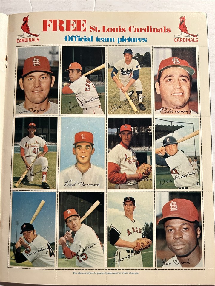 1971 ST LOUIS CARDINALS Complete TEAM Set of 24 Cards Stamp ALBUM ...