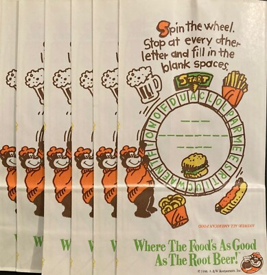 Collectible Colorful A & W Root Beer Kid's Meal Bag with Bear 1996 “NOS ...