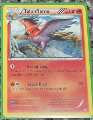 Pokémon XY Roaring Skies Talonflame - 15/108 - Rare - NM/M w/Sleeve | eBay